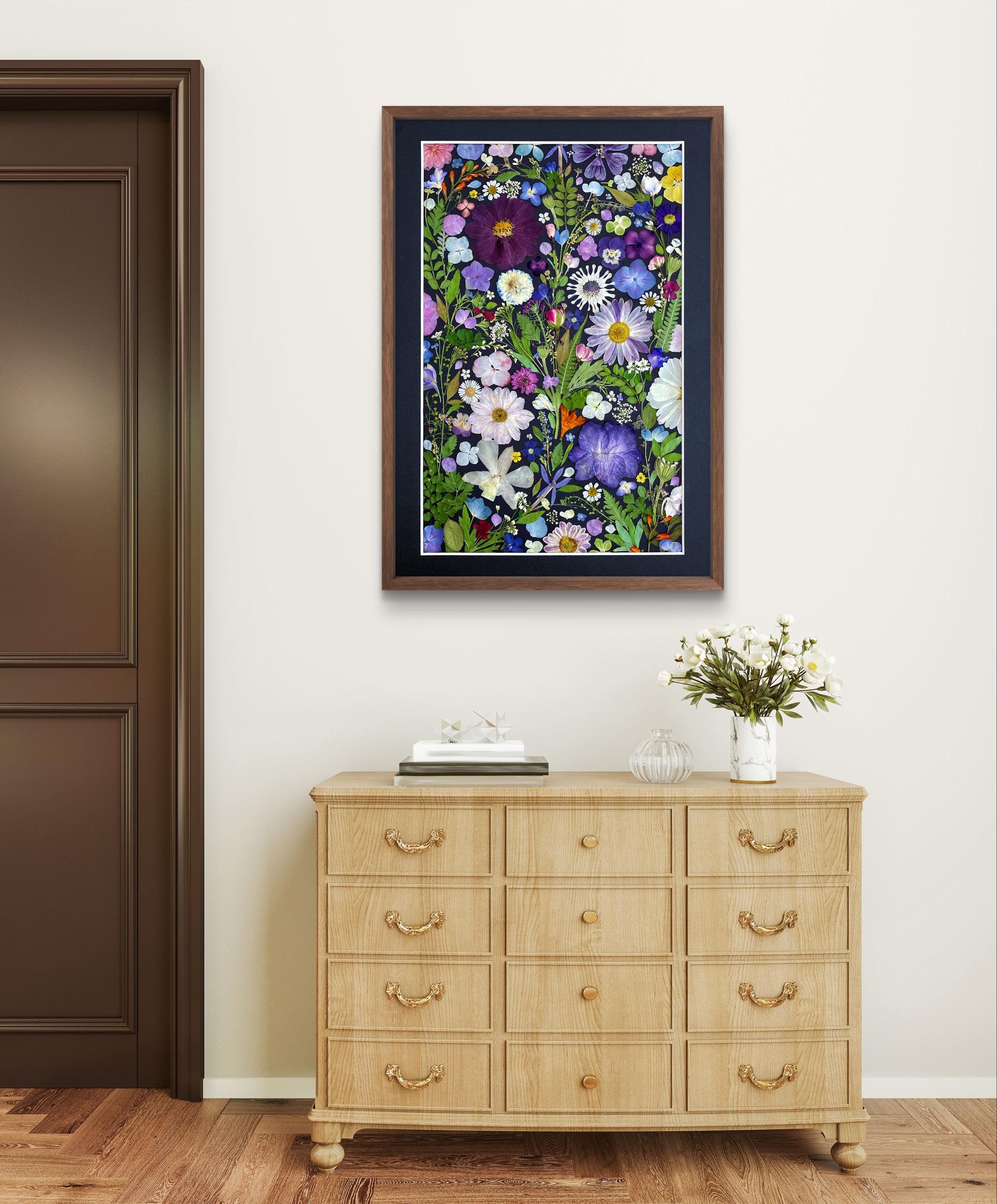 PRESSED FLOWER Wall Art, Real Dried Flower Frame, Handmade Botanical ...
