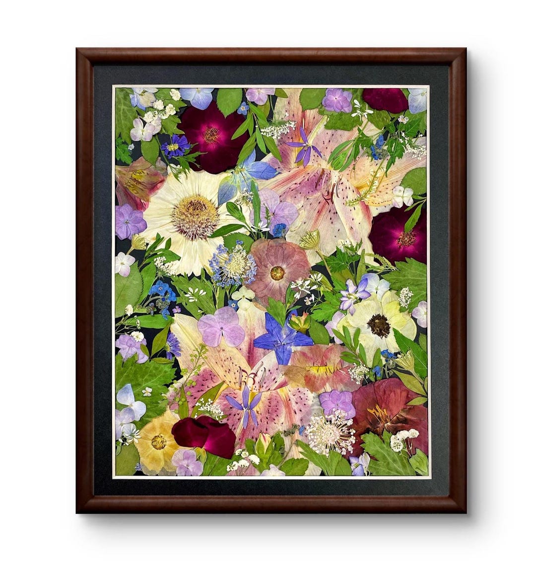 PRESSED FLOWER Wall Art | Sparkle Stars | Handmade Real Flower in Frame ...