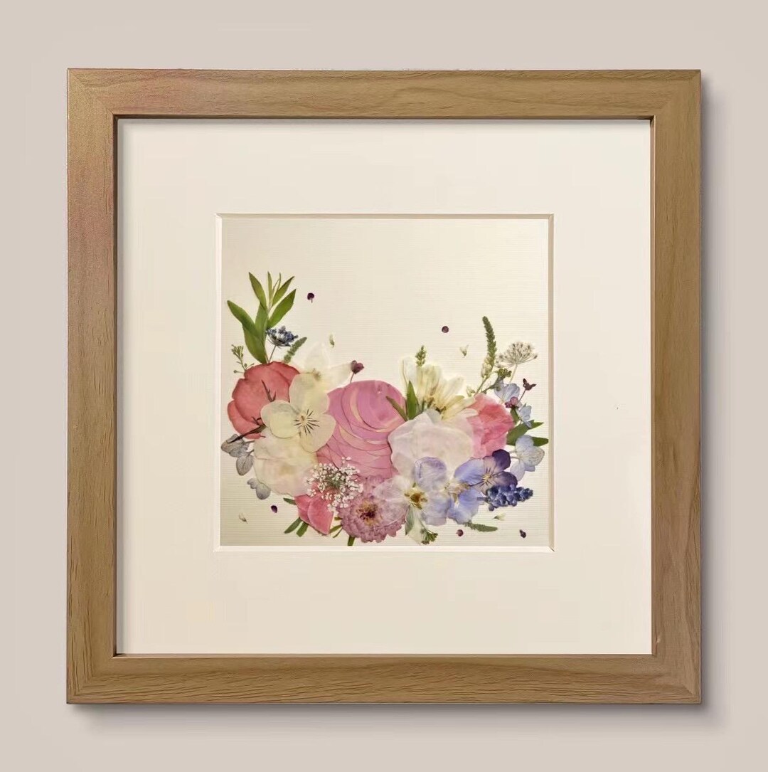 Handmade Pressed Flower Frame | Blossom Harmony - Pink | Real Flower ...