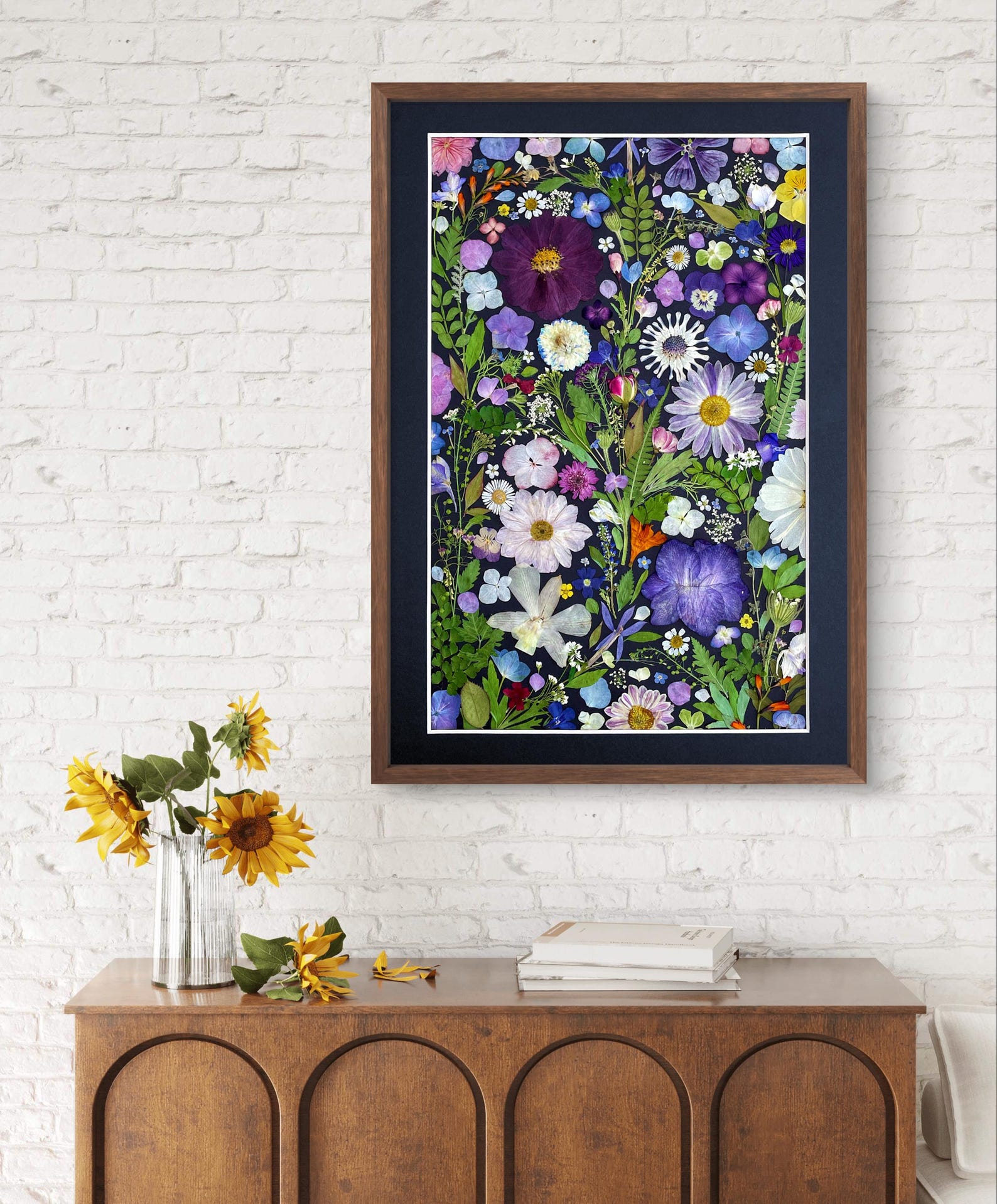 PRESSED FLOWER Wall Art, Real Dried Flower Frame, Handmade Botanical ...