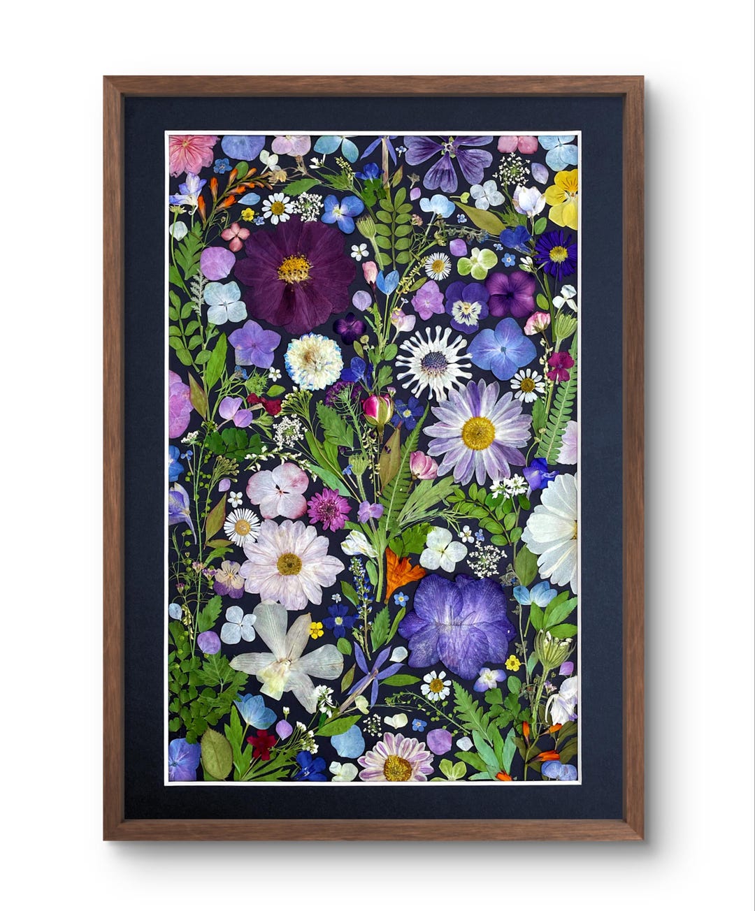 PRESSED FLOWER Wall Art, Real Dried Flower Frame, Handmade Botanical ...