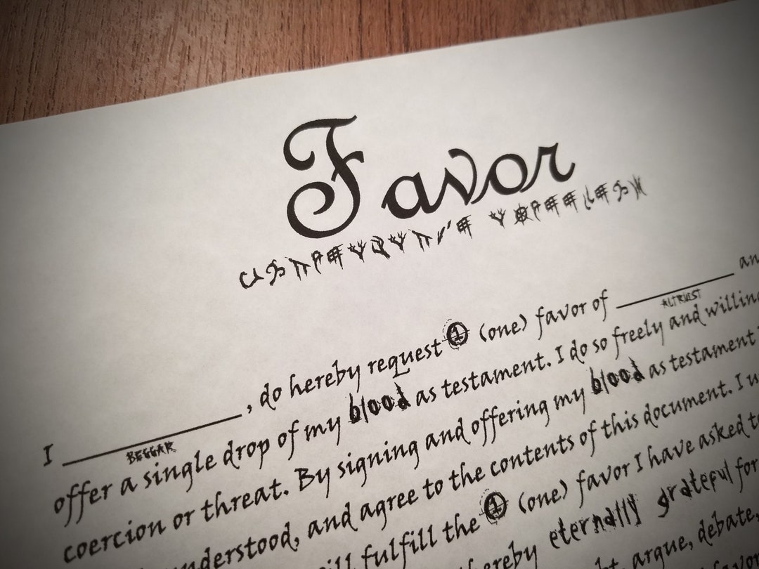 Favor Contract Printable PDF - Etsy