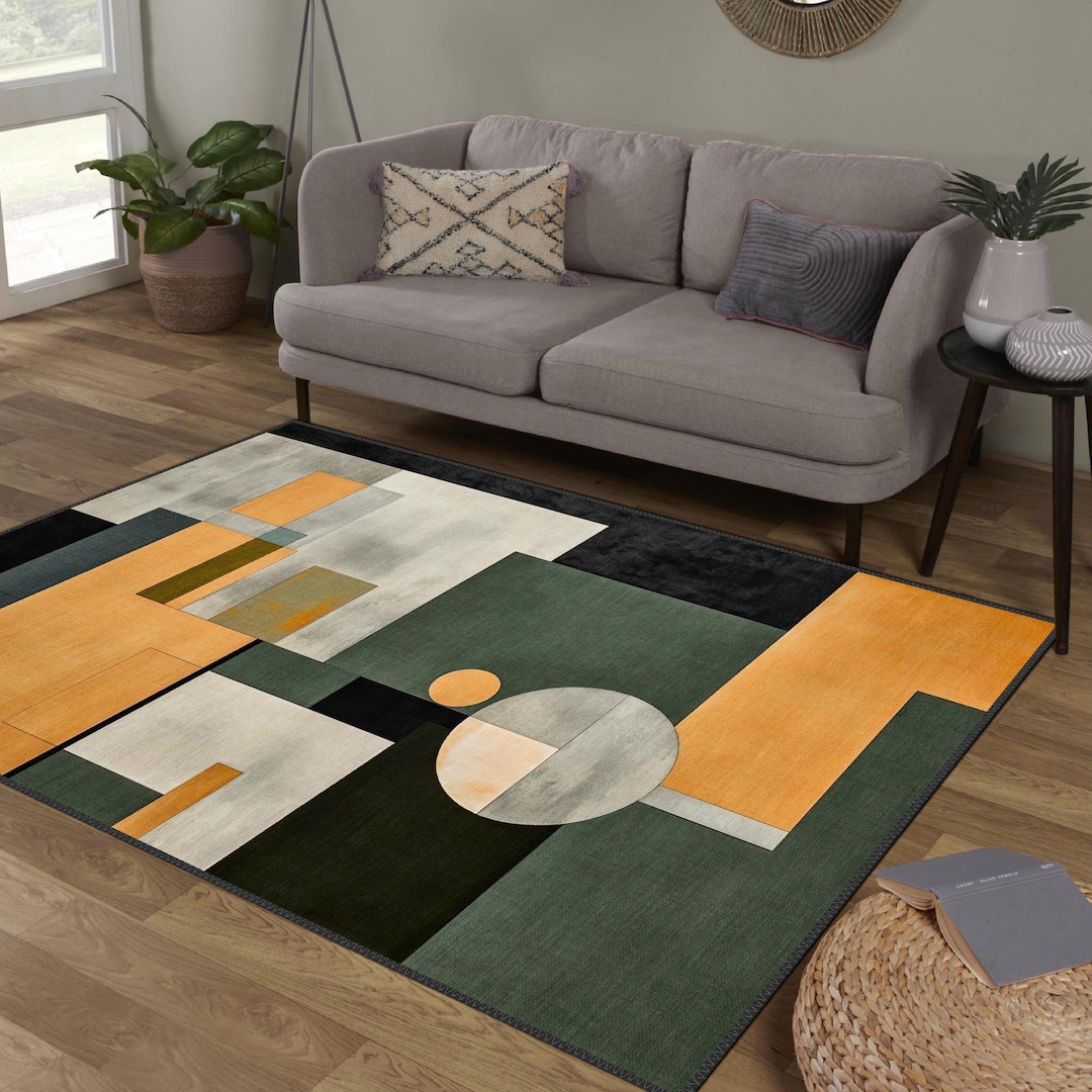 Mid Century Boho Rug, Stylish Contemporary Abstract Rug, Unique ...