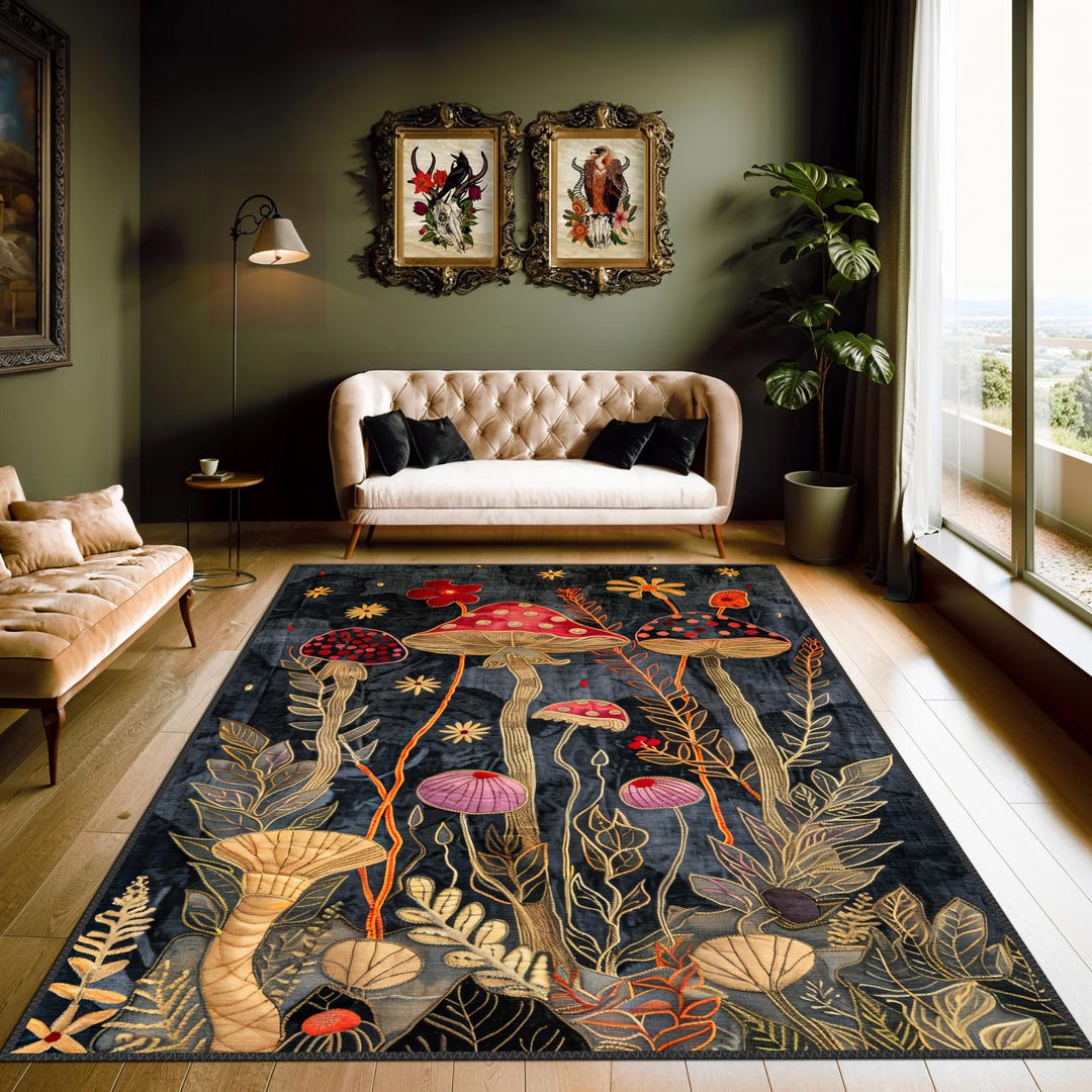 Mashroom Pop Art Rug, Modern Home Decor Rug, Decorative Washable Rug ...