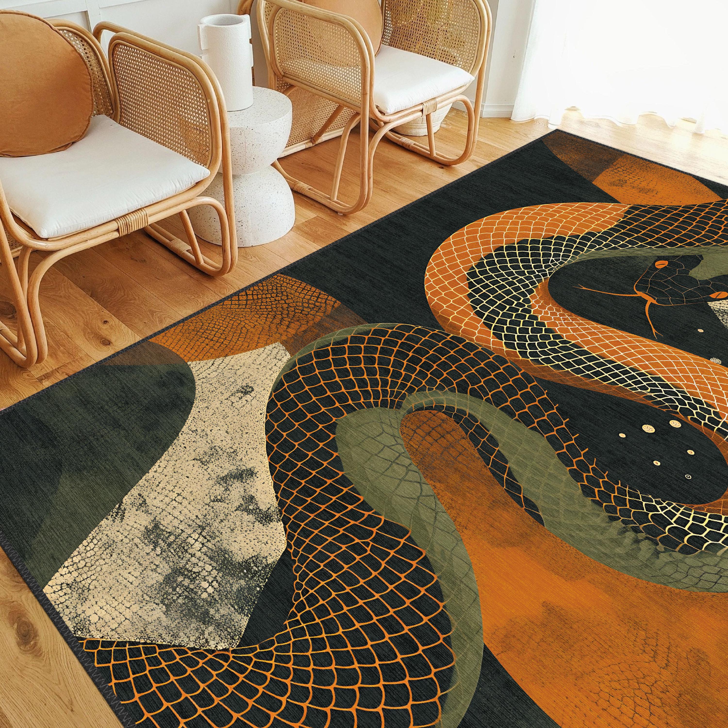 Snake Pattern Rug, Modern Home Decor Rug, Decorative Washable Rug, Non ...
