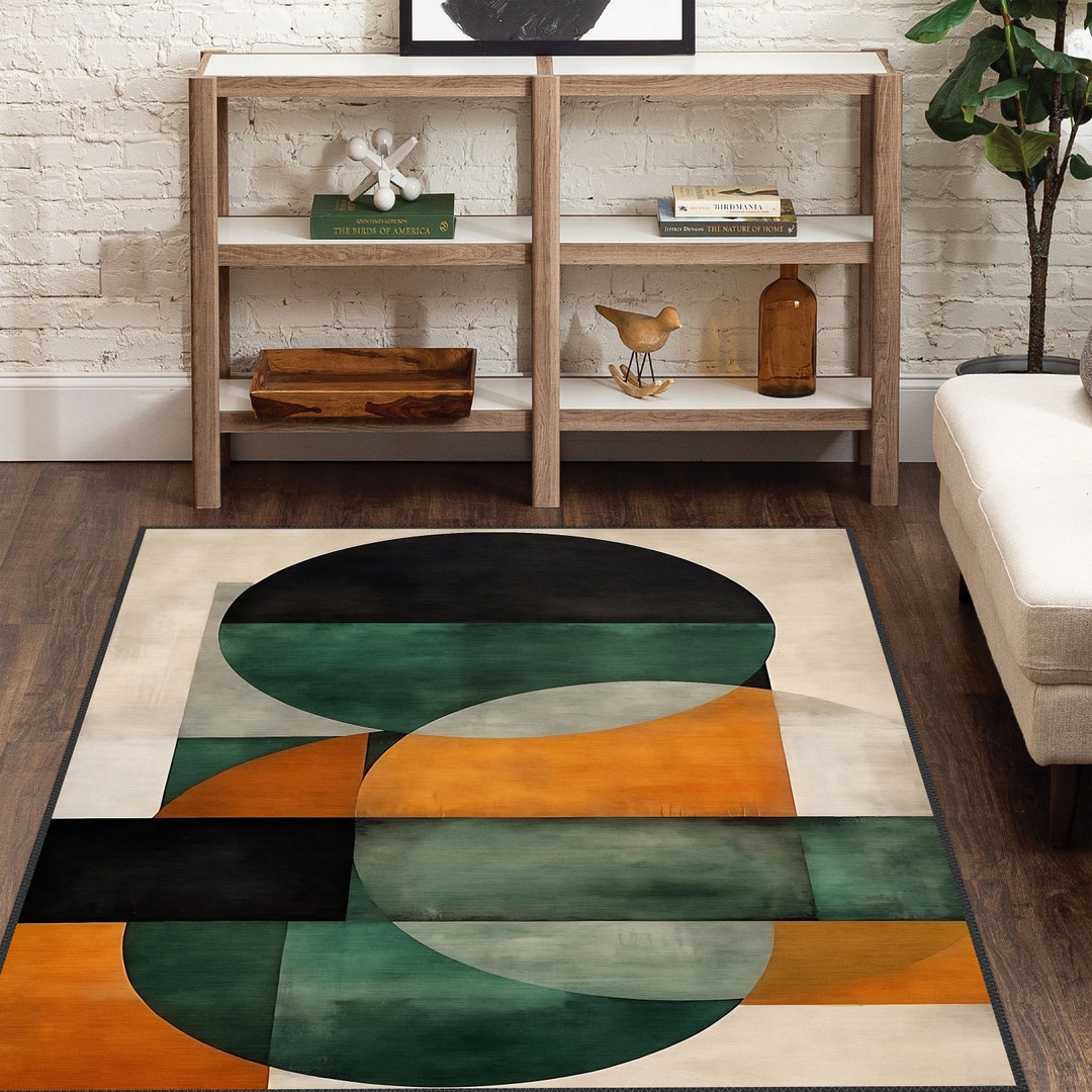 Mid Century Boho Rug, Stylish Contemporary Abstract Rug, Unique ...