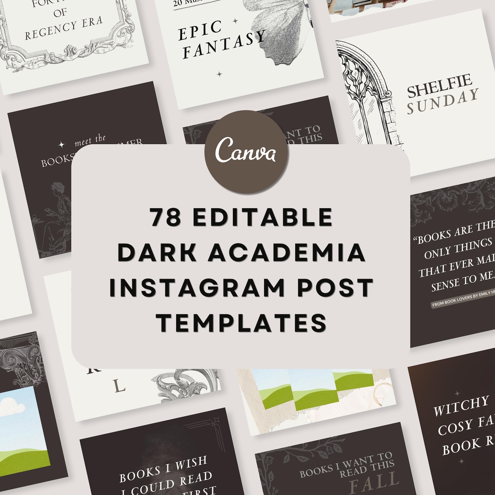 78 Bookstagram Canva Templates, Instagram Template Bundle, Editable ...