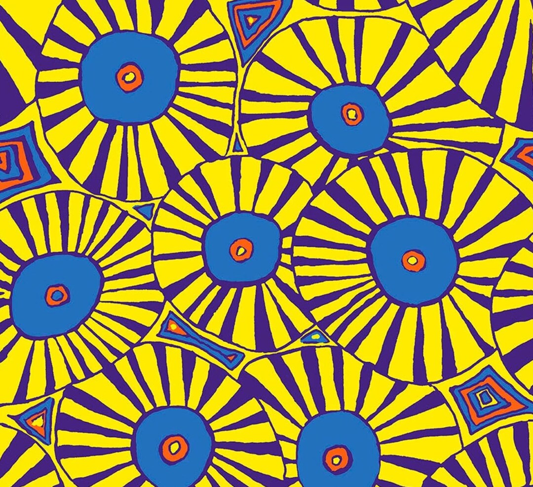 BROLLIES Yellow Cotton Quilt Fabric - Kaffe Fassett Free Spirit Fabric ...