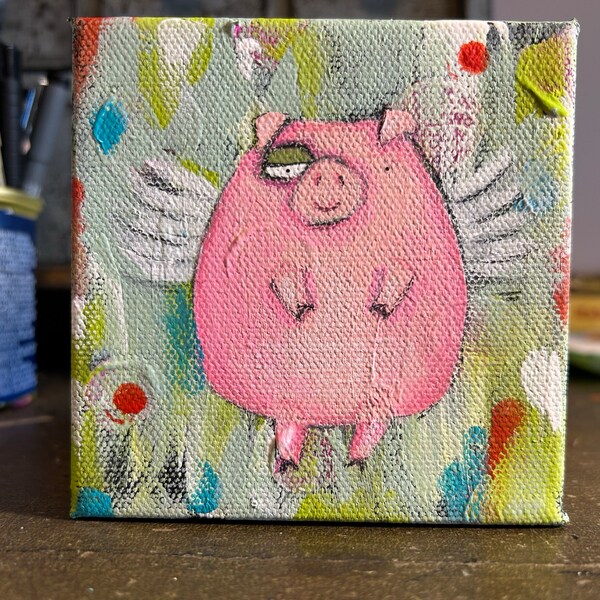 Flying Pig Original Painting - Etsy
