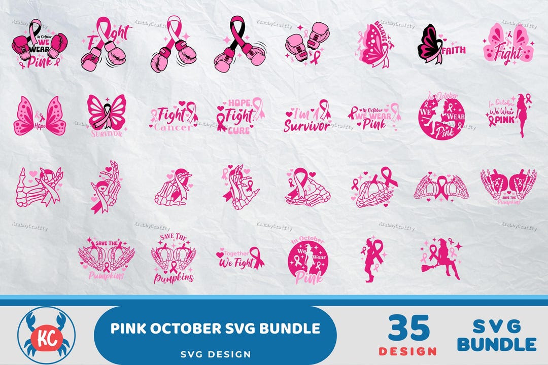 Krabbycrafty Fight Cancer Svg Bundle, Breast Cancer SVG Bundle, Pink ...