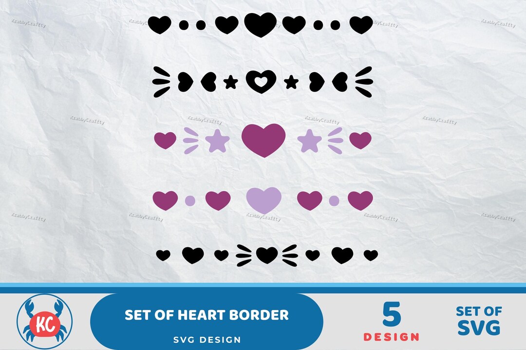 Krabbycrafty Set of Heart Border, Border Svg, Heart Border for Cricut ...