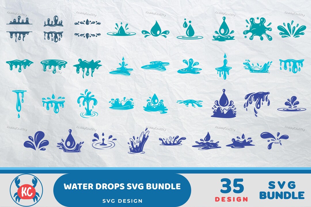 Krabbycrafty - Water Drops Svg Bundle, Splash Svg, Water Droplet, Water ...