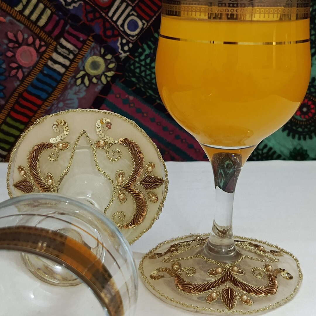 Elegant Shabby Chic Goblet Base Sleeves 2 Pcs Set Handmade Table ...