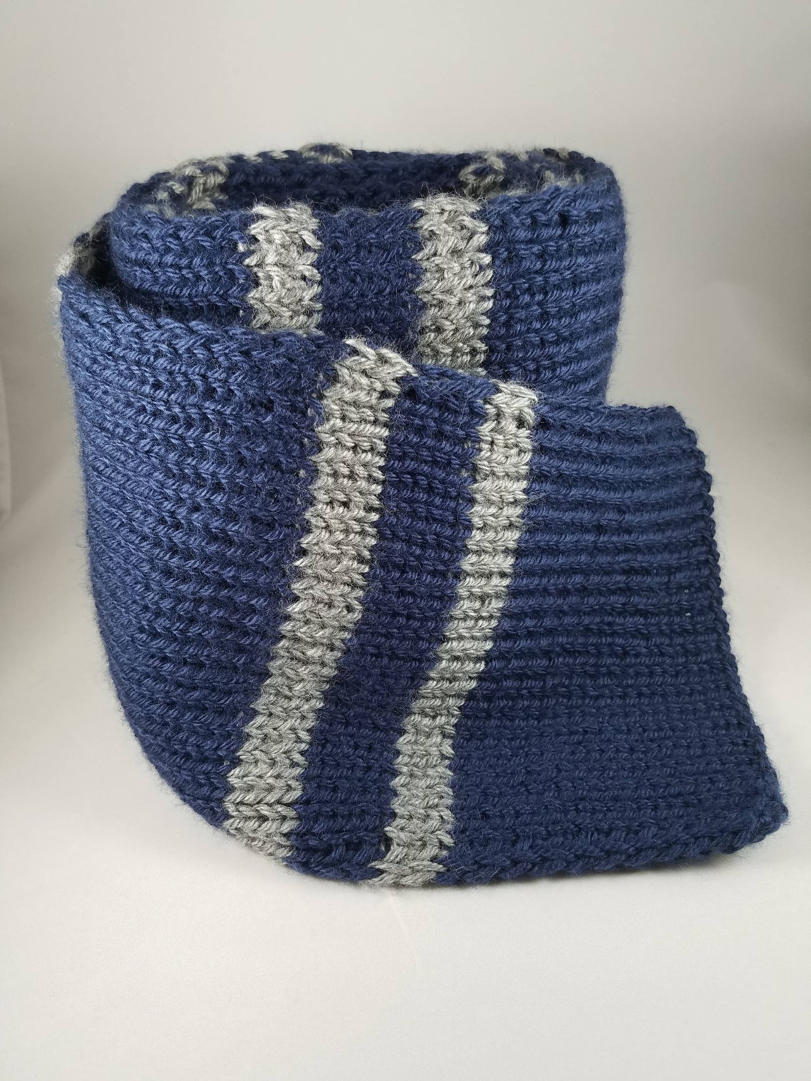 Blue and Gray Striped Scarf - Etsy
