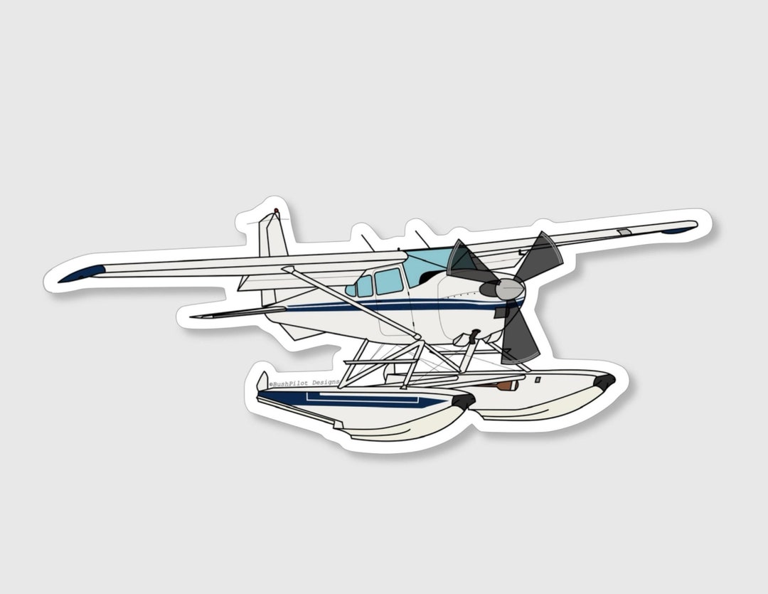 Cessna 185 Float Plane Sticker, 4X1.5 Inch Airplane Sticker, Pilot ...
