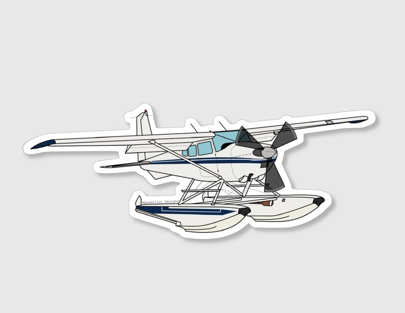 Cessna 185 Float Plane Sticker, 4X1.5 Inch Airplane Sticker, Pilot ...