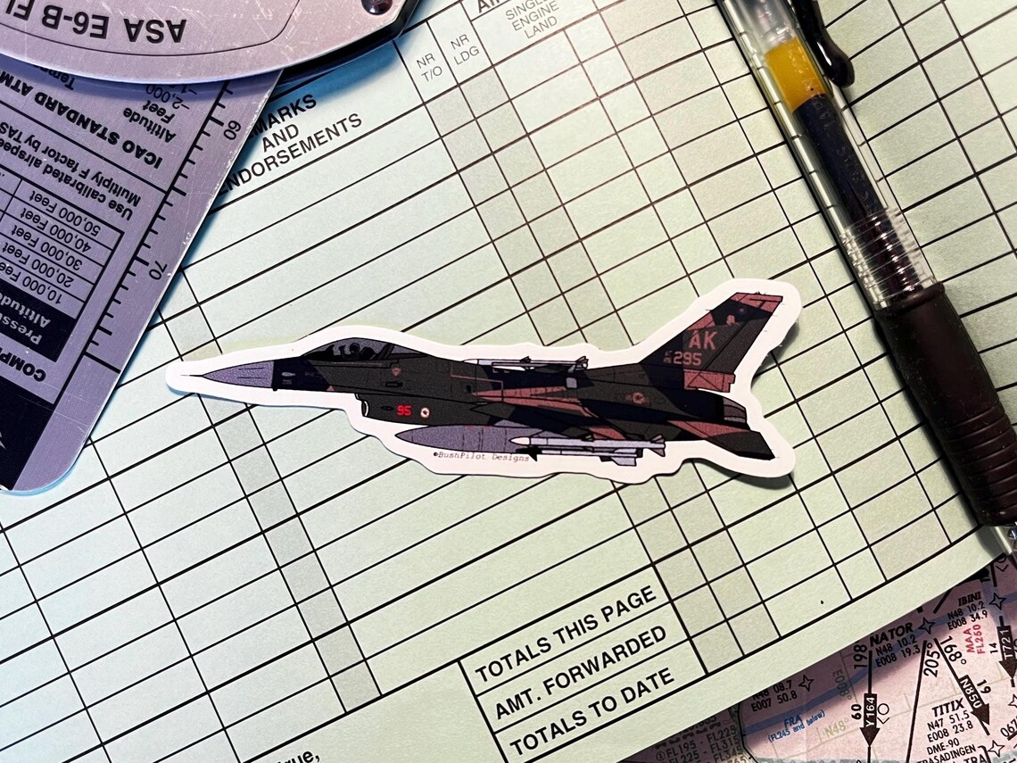 F-16 Fighter Jet Vinyl Sticker, F-16 Aggressor 4X1.5 Inch Airplane ...
