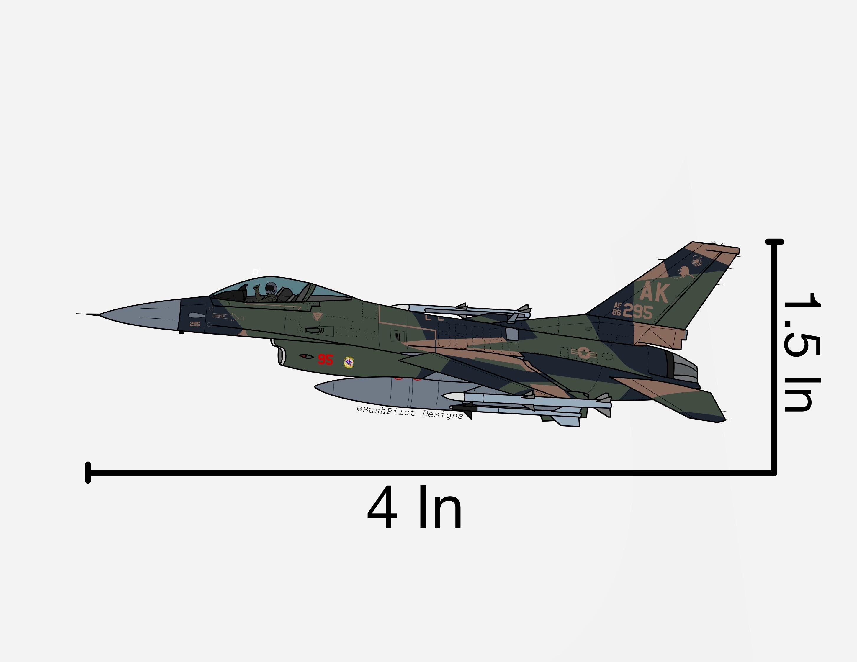 F-16 Fighter Jet Vinyl Sticker, F-16 Aggressor 4X1.5 Inch Airplane ...