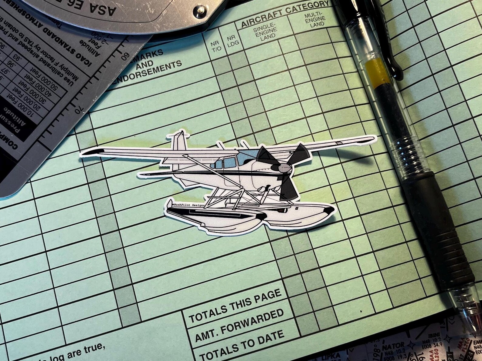 Cessna 185 Float Plane Sticker, 4X1.5 Inch Airplane Sticker, Pilot ...