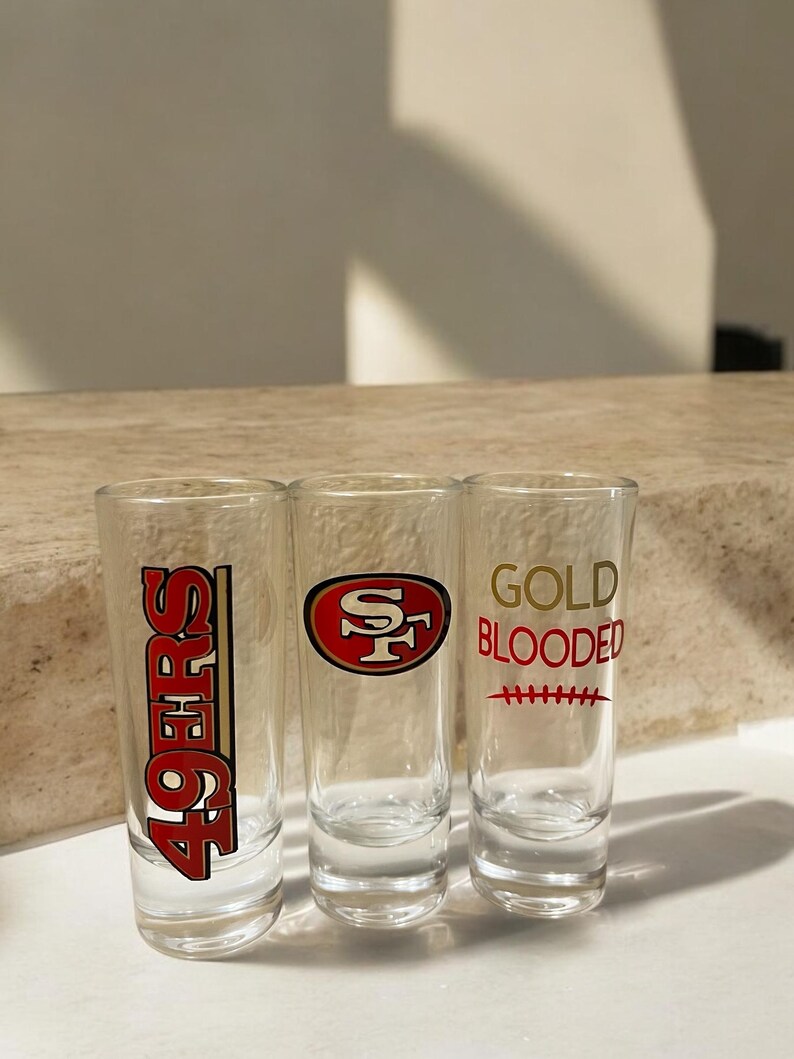 San Francisco 49ers Custom Set of 3 2oz Shot Glasses Personalized NFL ...