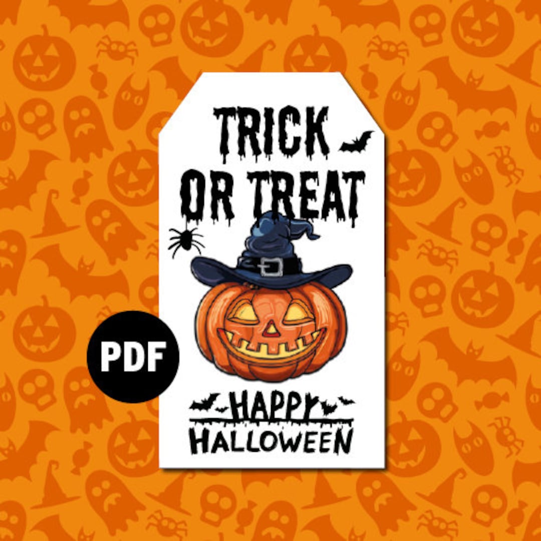 Printable Halloween Treat Tags Trick or Treat Spooky and Fun Labels - Etsy