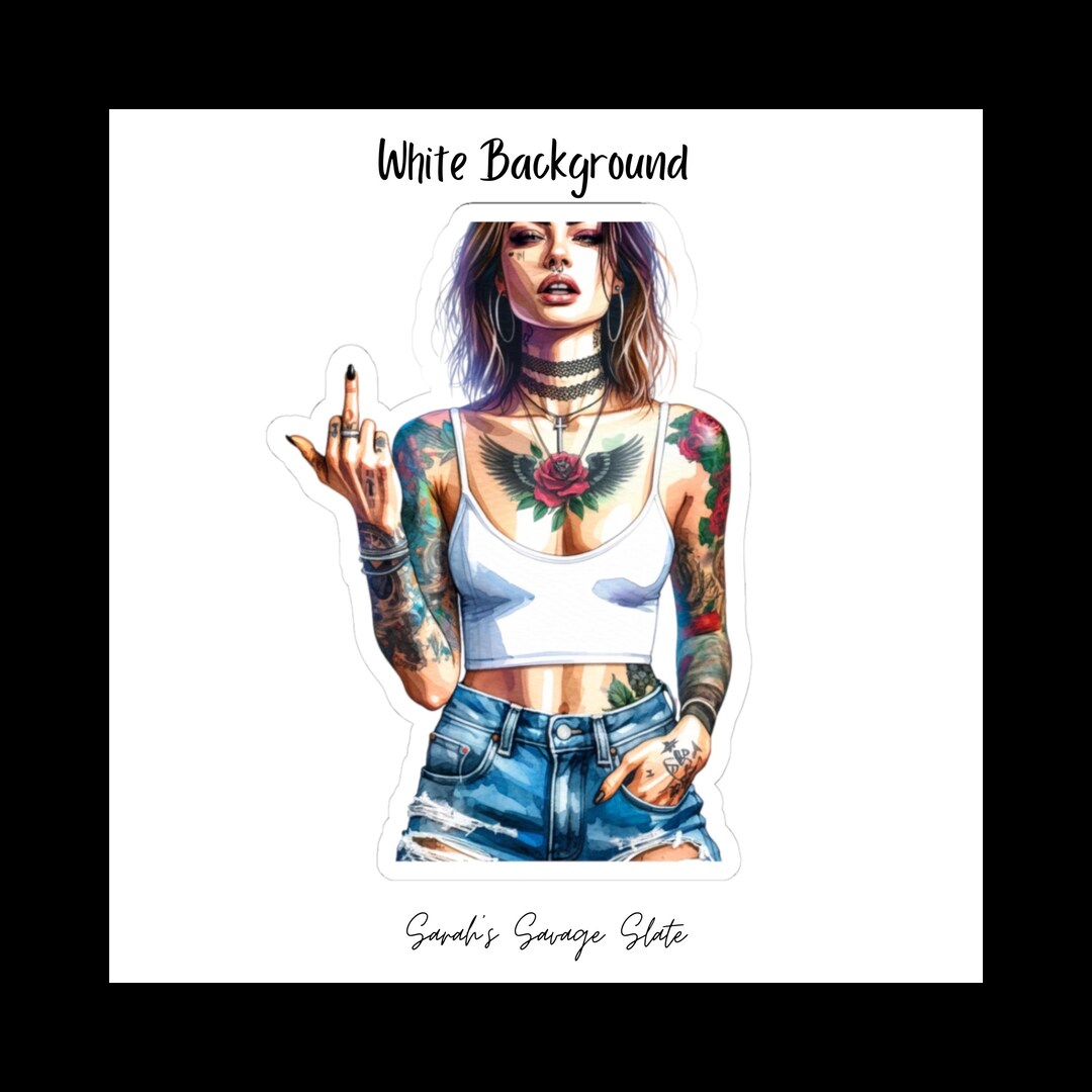 Rebellious Tattooed Women Stickers - Embrace Your Edgy Side! - Etsy