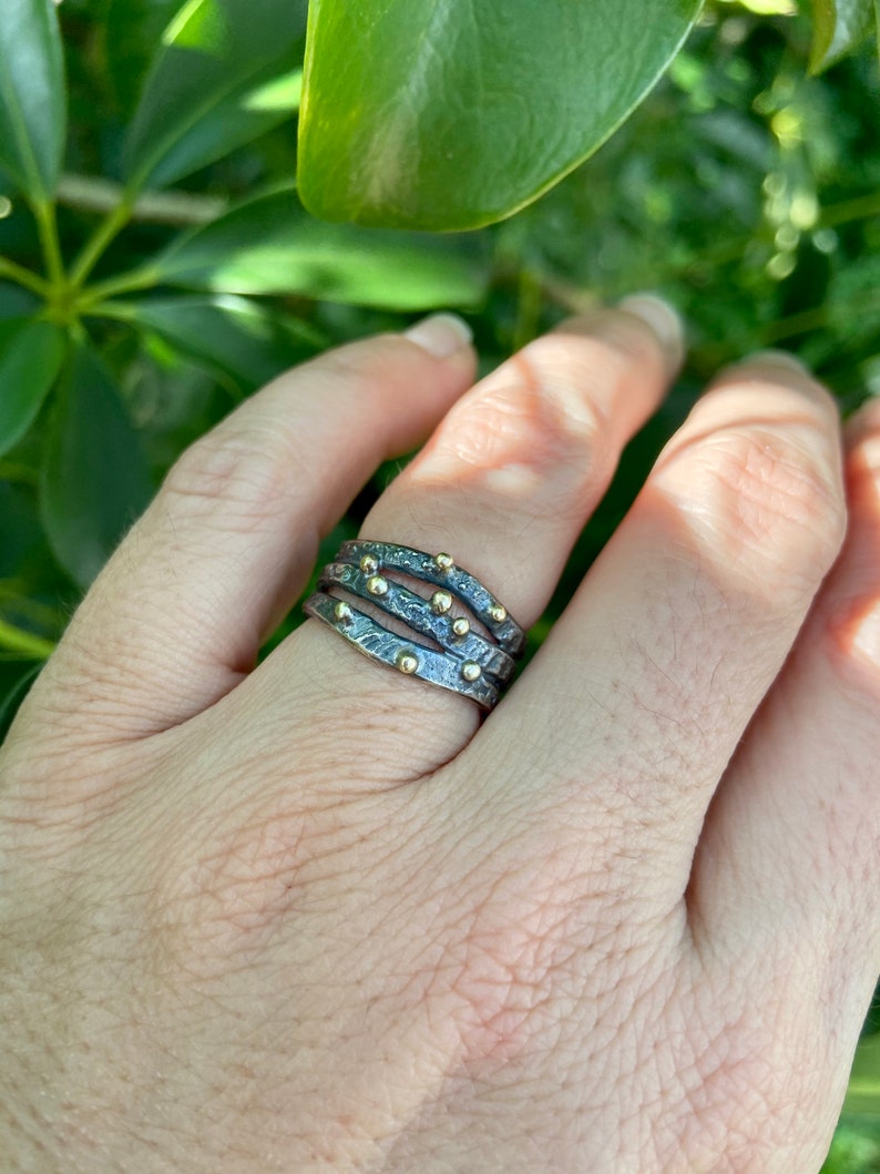 Triple Wave Ring With Gold | Etsy