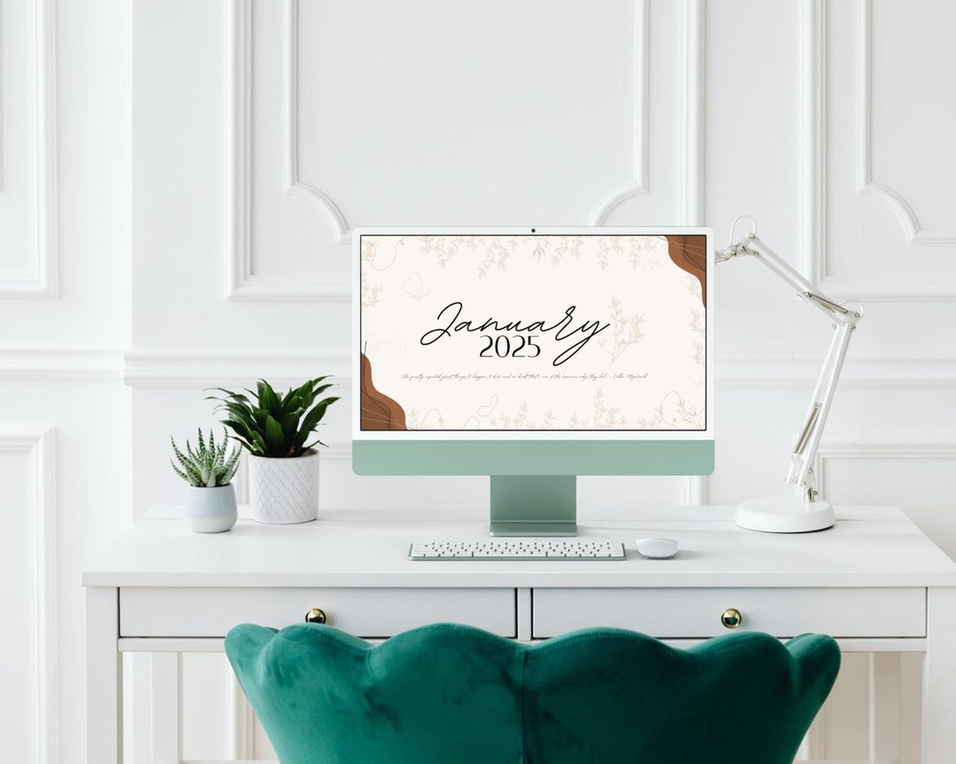 Monthly Desktop Wallpaper Bundle Cute Floral Desktop Wallpaper: January ...