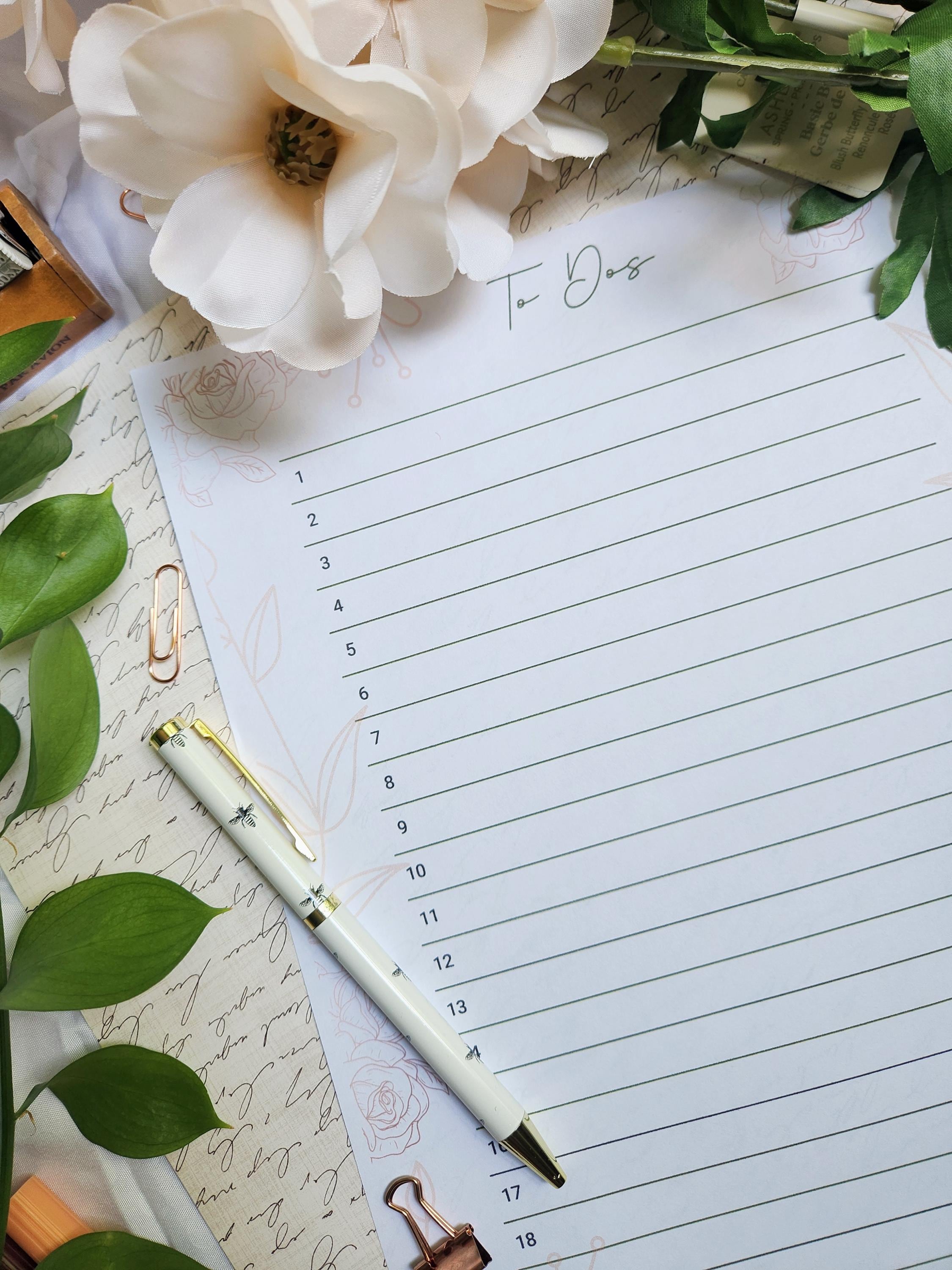 Digital To-do List| Numbered To-do List| Check List | Printable -foral ...