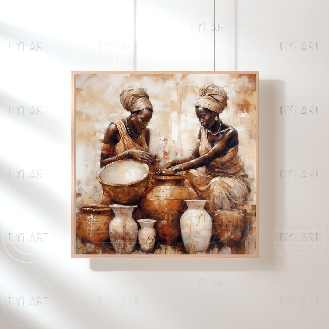 African Village Women at the Market Selling Pottery - African Oil ...