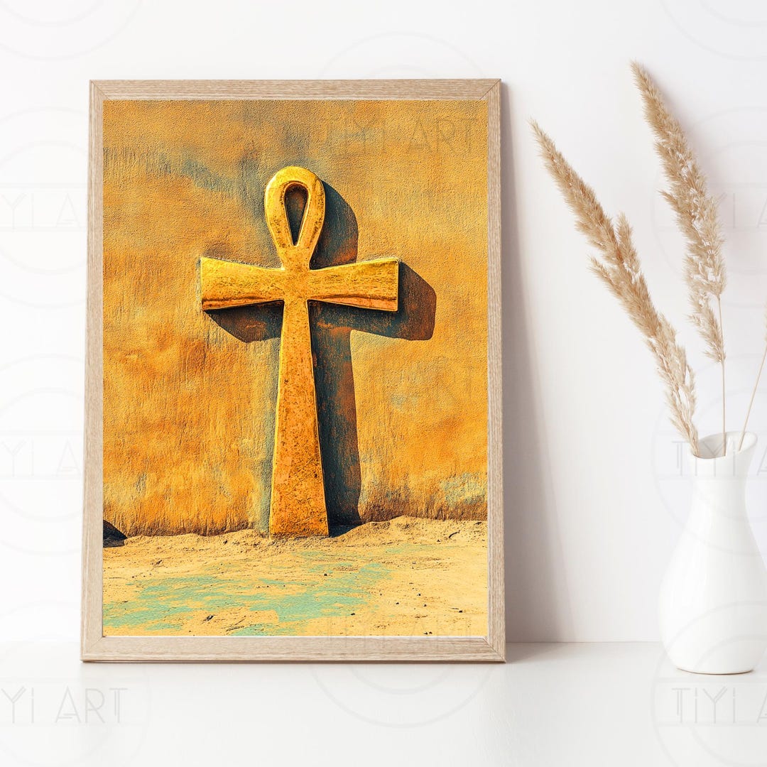 Golden Ankh Cross Poster: Egyptian Symbol Art (digital Download) - Etsy