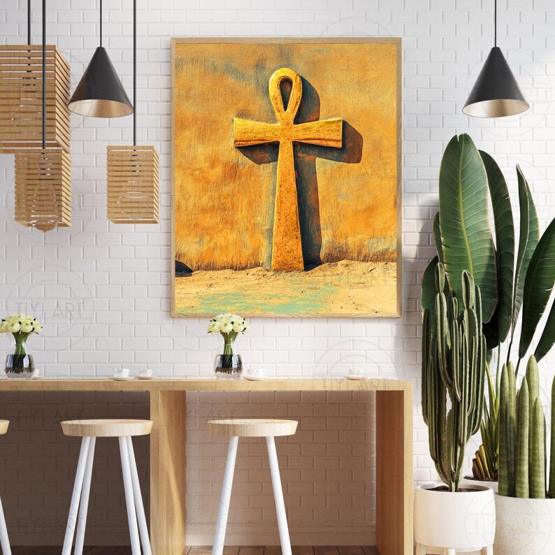 Egyptian Golden Ankh Cross Poster - Egyptian Symbol - Ancient Egypt Art ...