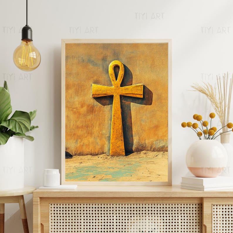 Egyptian Golden Ankh Cross Poster - Egyptian Symbol - Ancient Egypt Art ...