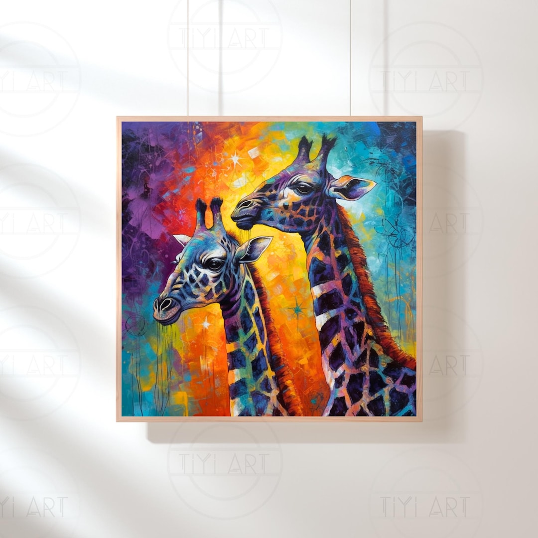 Colorful Giraffe Art Print: African Savannah Animals (digital Download ...