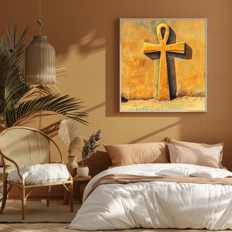 Egyptian Golden Ankh Cross Poster - Egyptian Symbol - Ancient Egypt Art ...