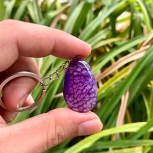 4 Pieces! Natural Gemstone Keychain Set - Quartz, Orange Agate, Purple ...