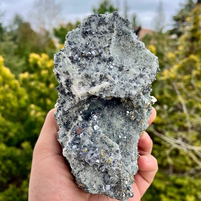 Quartz With Galena, Pyrite and Calcite From Bulgaria, Natural Mineral ...