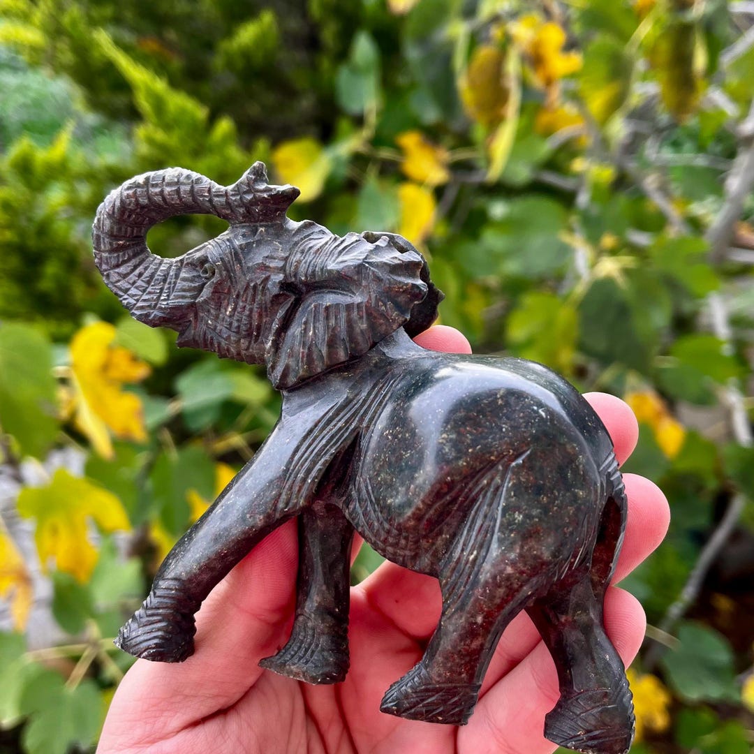 Hand Carved Verdite Stone Elephant Sculpture by Zimbabwe Shona Artisan ...