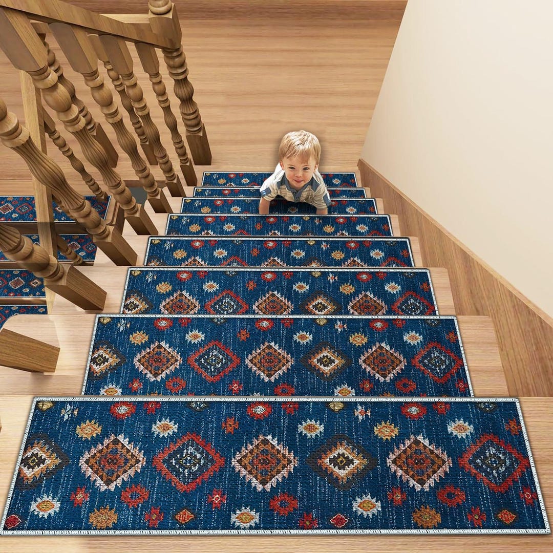 Diamond Patterned Stair Carpet, Stair Treads Rug, Non-slip Backing Rug ...