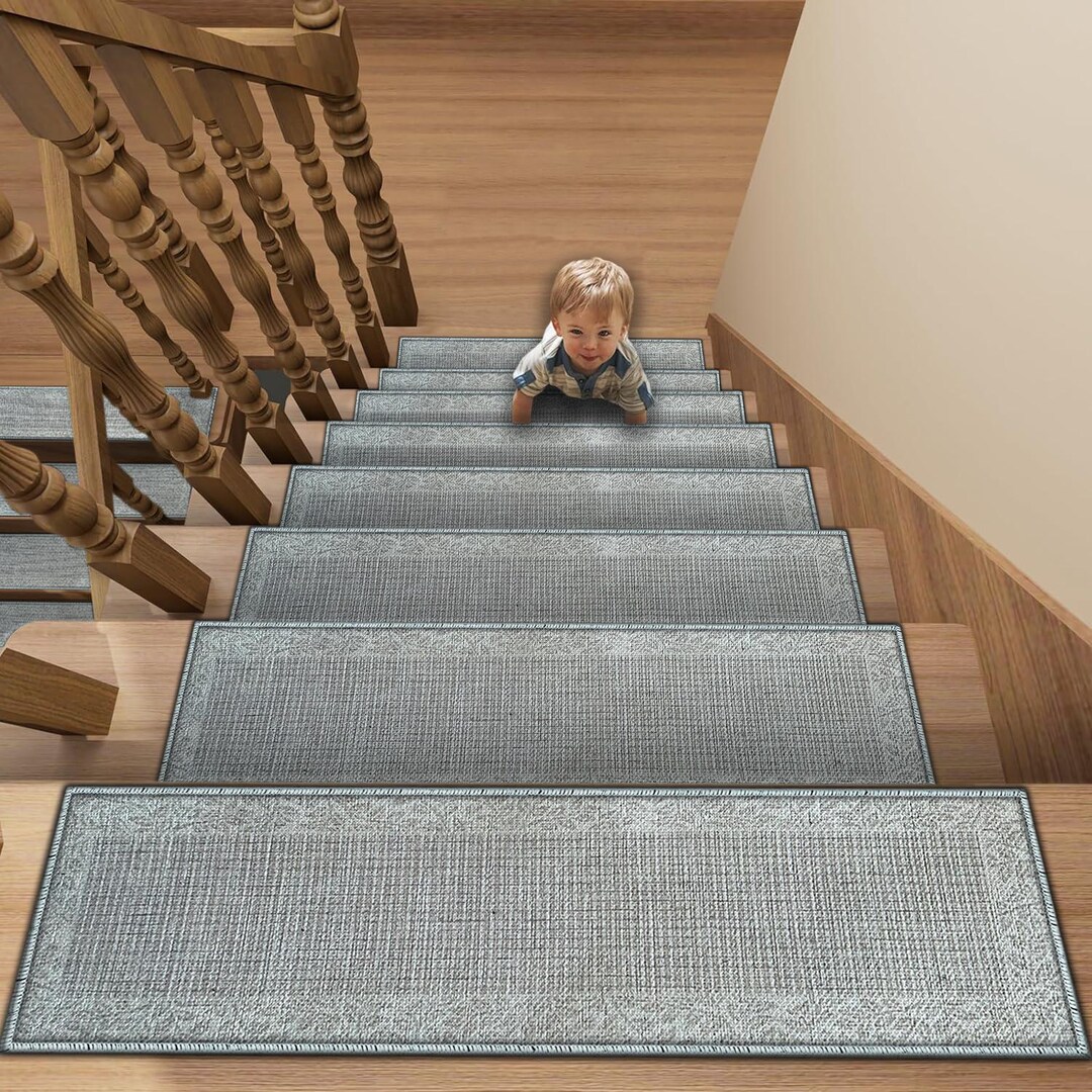 Custom Size Striped Runner Rug - Modern Design Stair Treads - Non Slip ...
