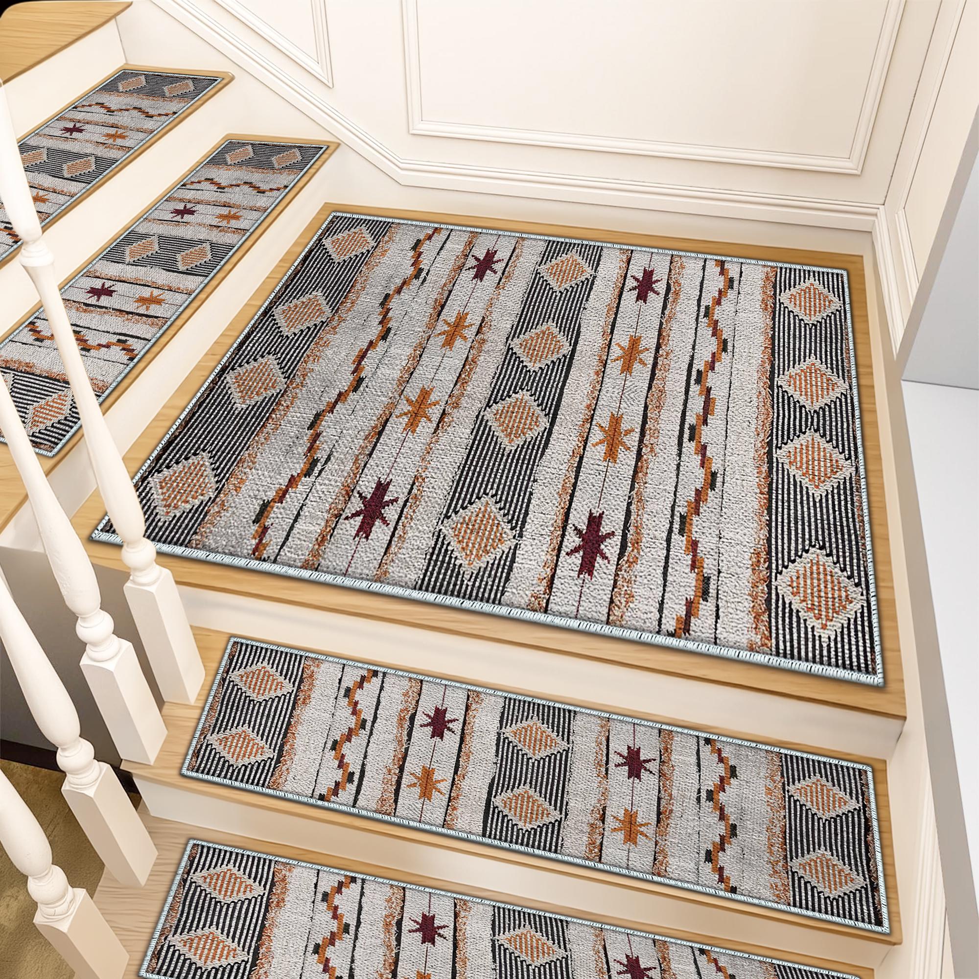 Traditional Stair Rug, Bohemian Runner Rug, Mountain Home Treads, Long ...