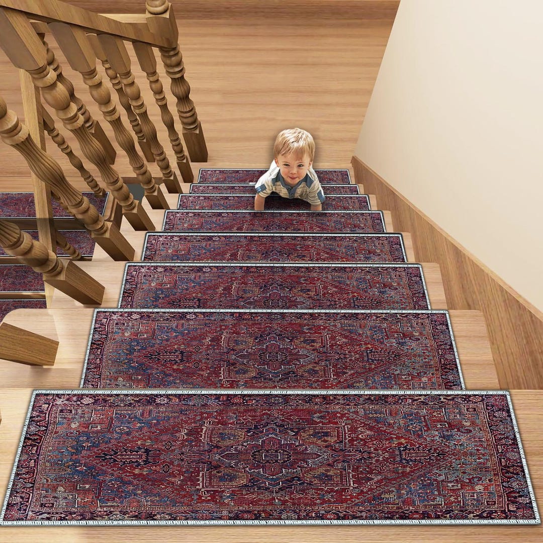 Oriental Stair Rug, Wooden Stair Rails, Personalized Stair Carpet ...