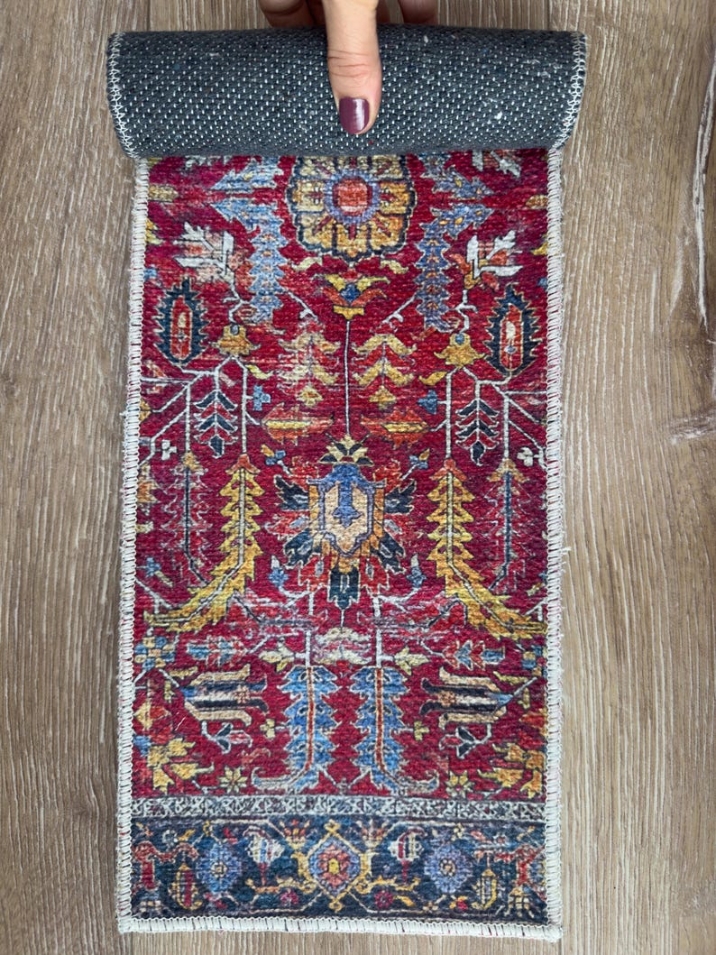 Custom Size Stair Runner Rug - Gabbeh Stair Treads Non Slip - Floral ...