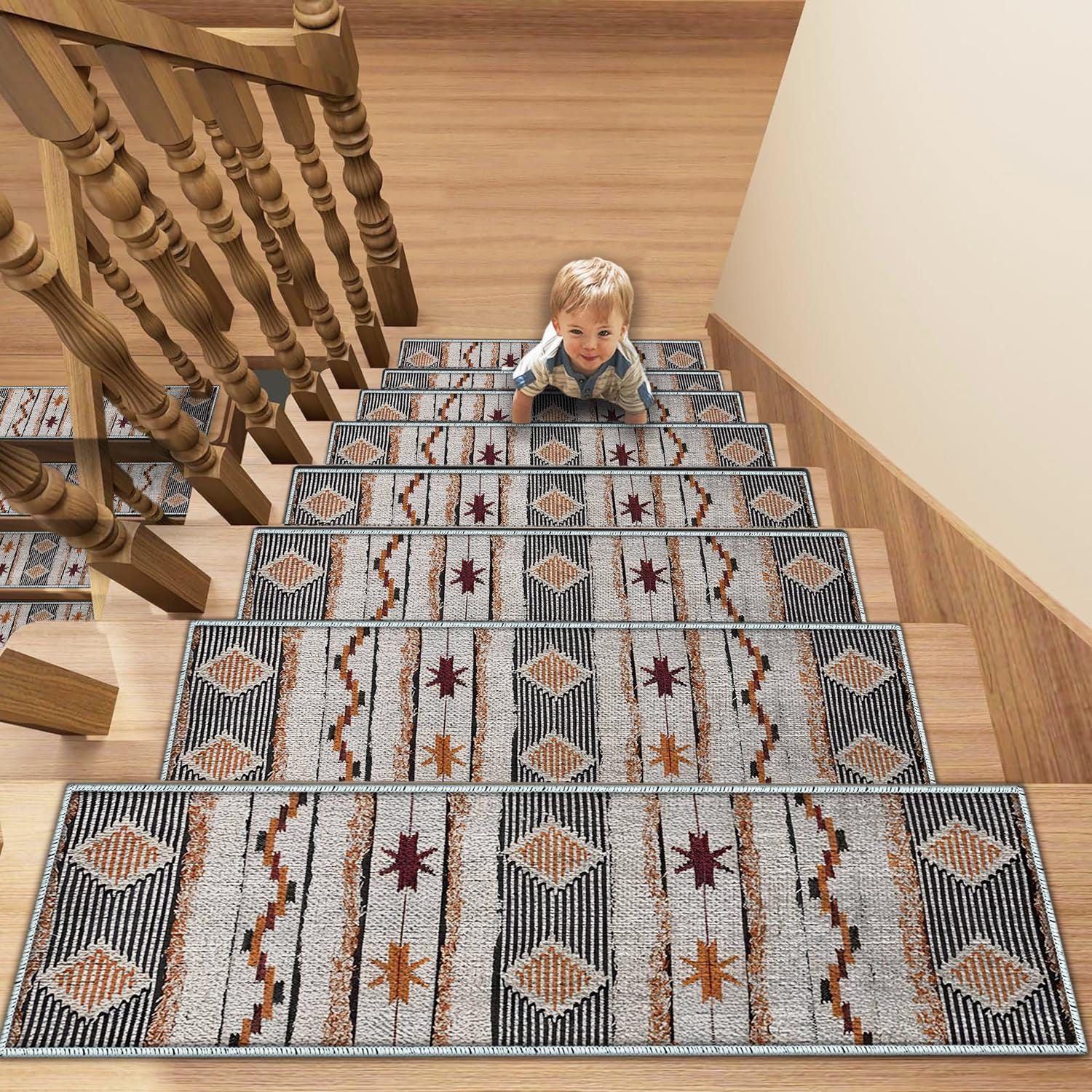 Traditional Stair Rug, Bohemian Runner Rug, Mountain Home Treads, Long ...