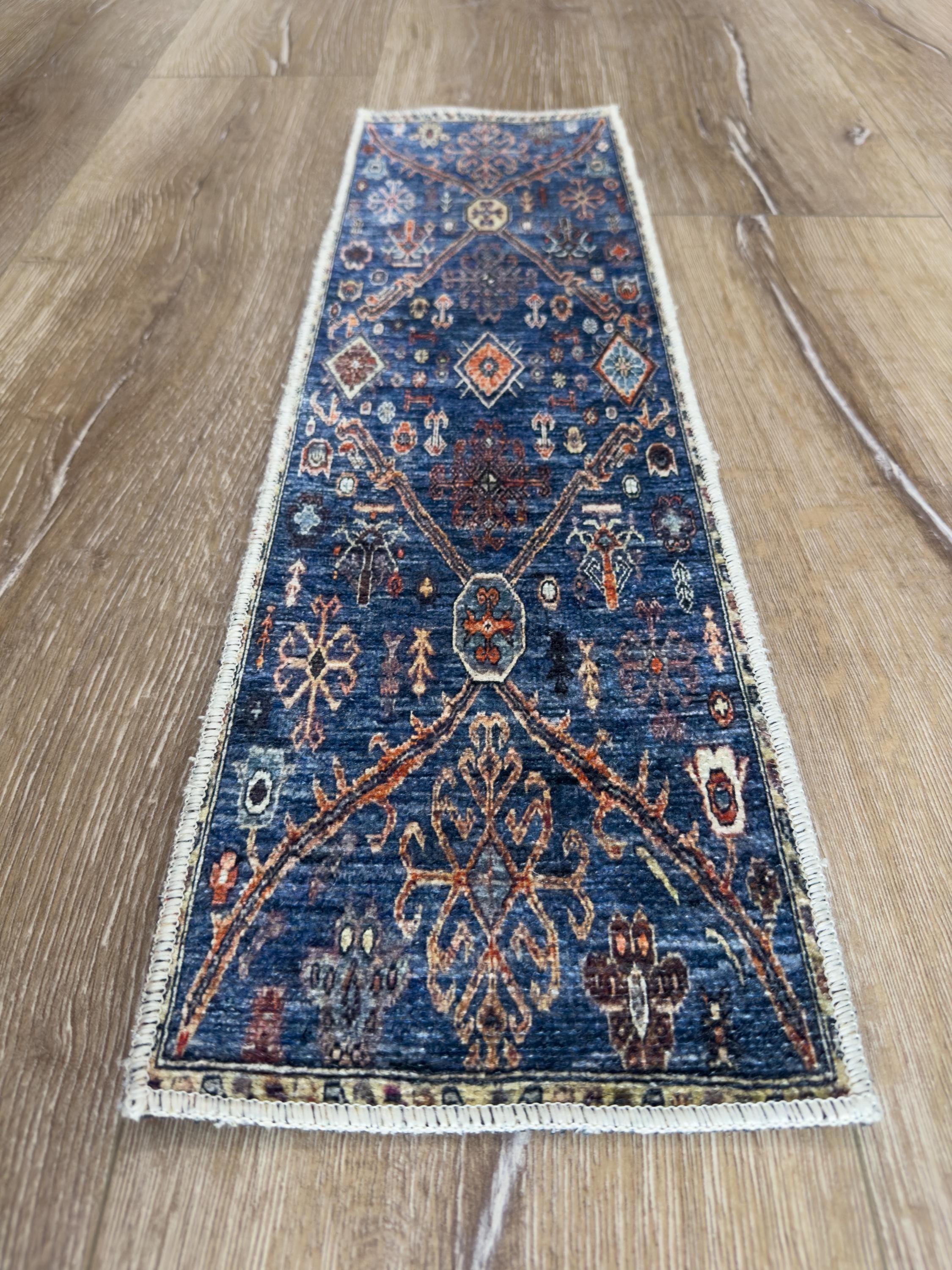 Authentic Custom Size Stair Rug - Blue Stair Runner Rug - Washable ...