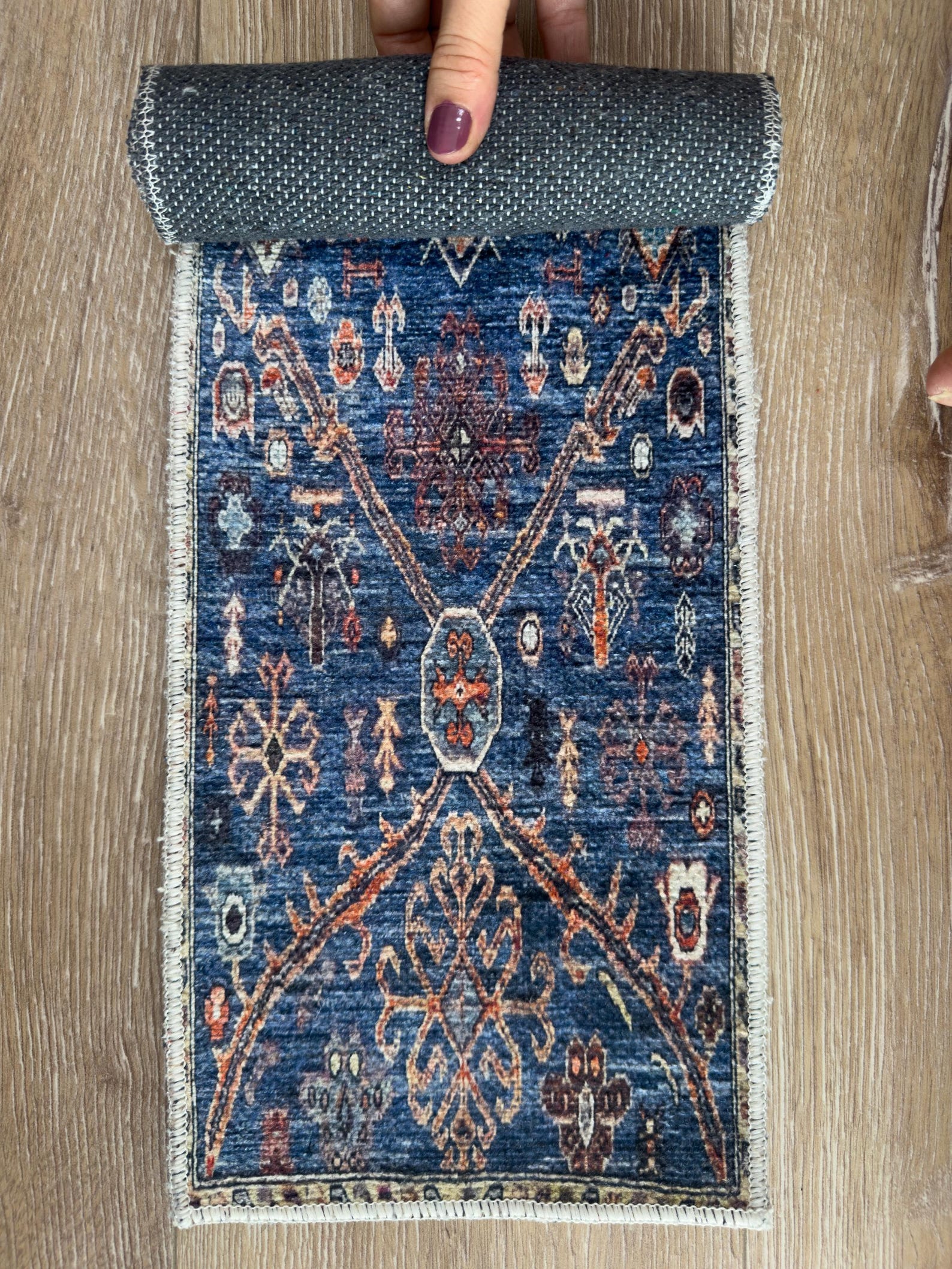 Authentic Custom Size Stair Rug - Blue Stair Runner Rug - Washable ...