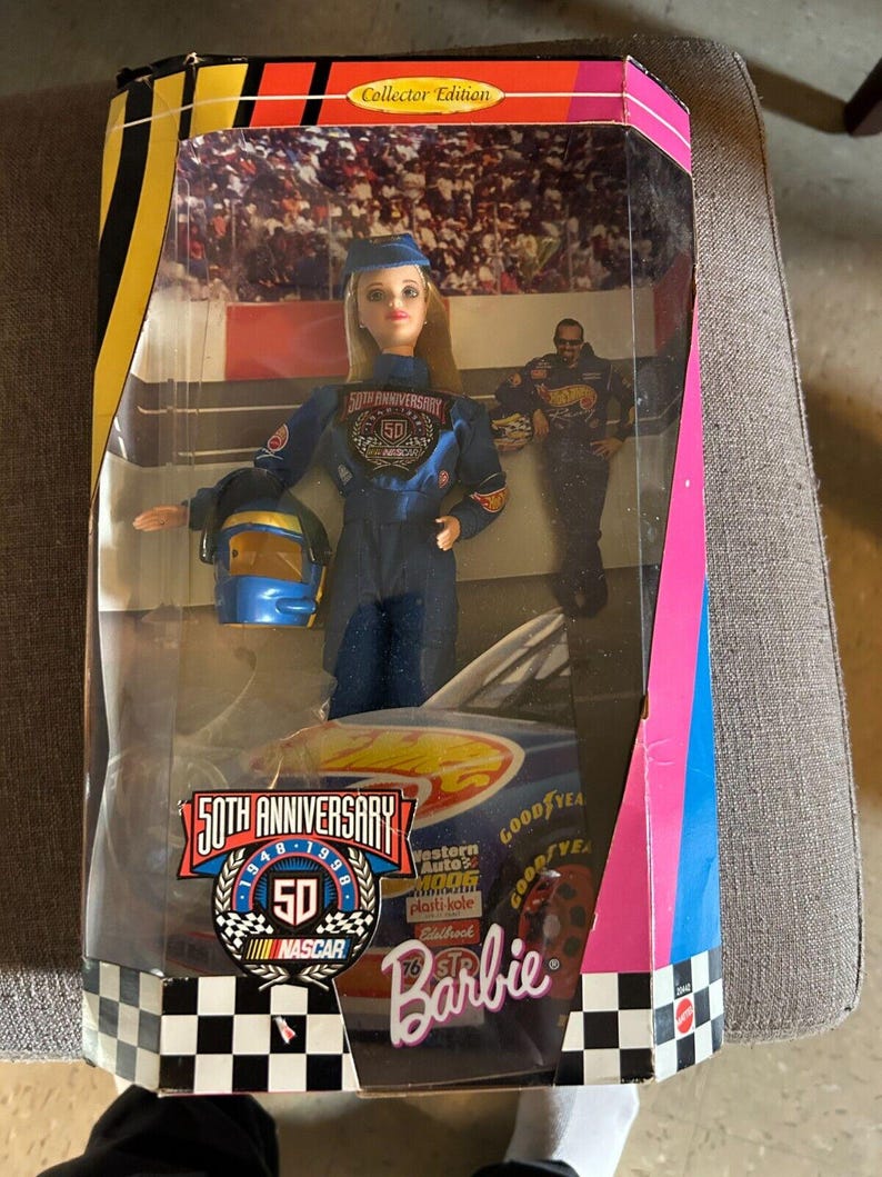 50th Anniversary Nascar 1998 Barbie Doll, NRFB New in Box *vintage ...