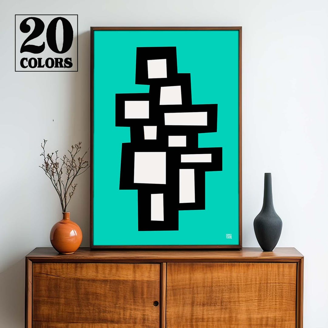 Abstract Atomic Pop Art Colorful Fun Mid Century Modern Print ...