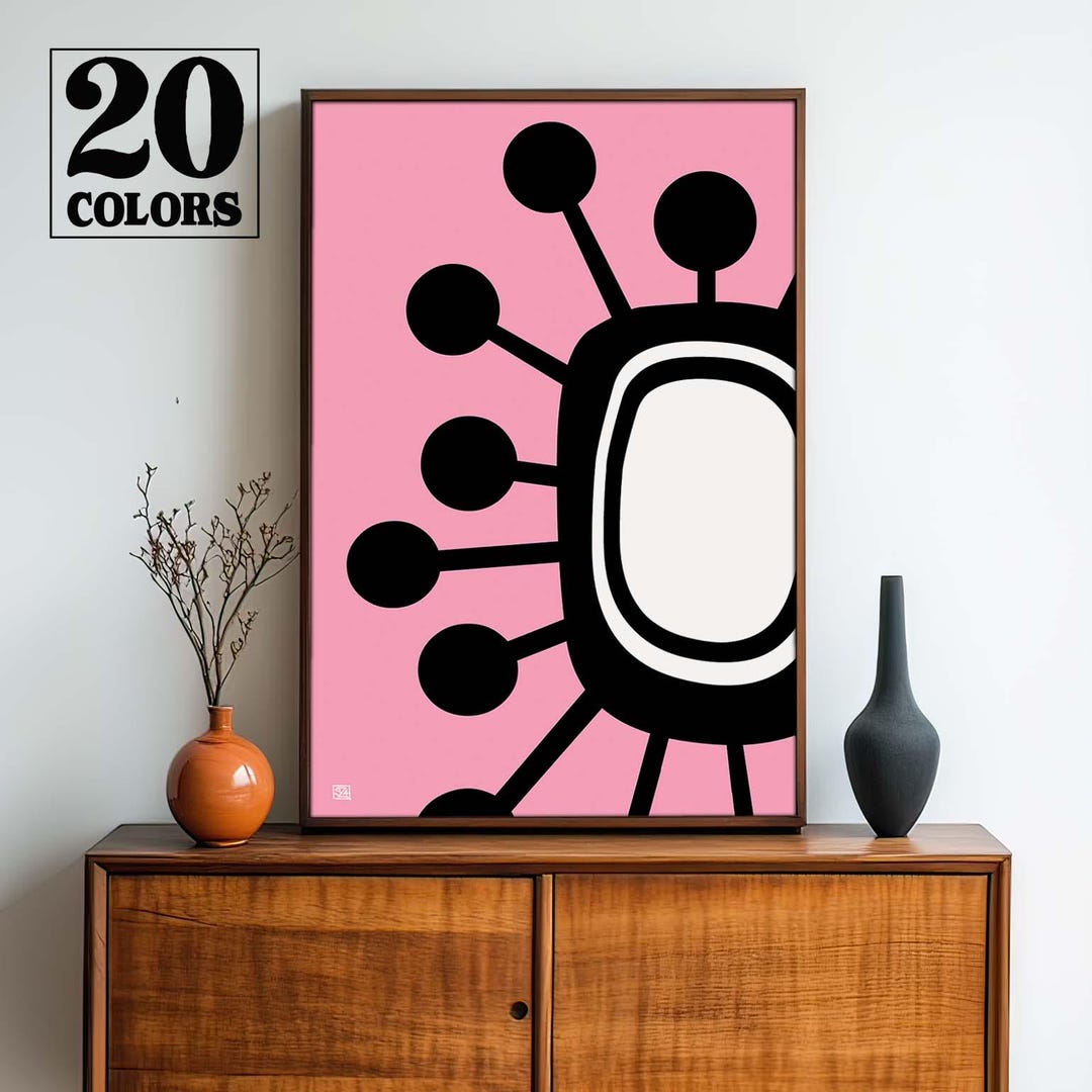 Retro Atomic Starburst Mid Century Modern Sputnik Design Art Print ...