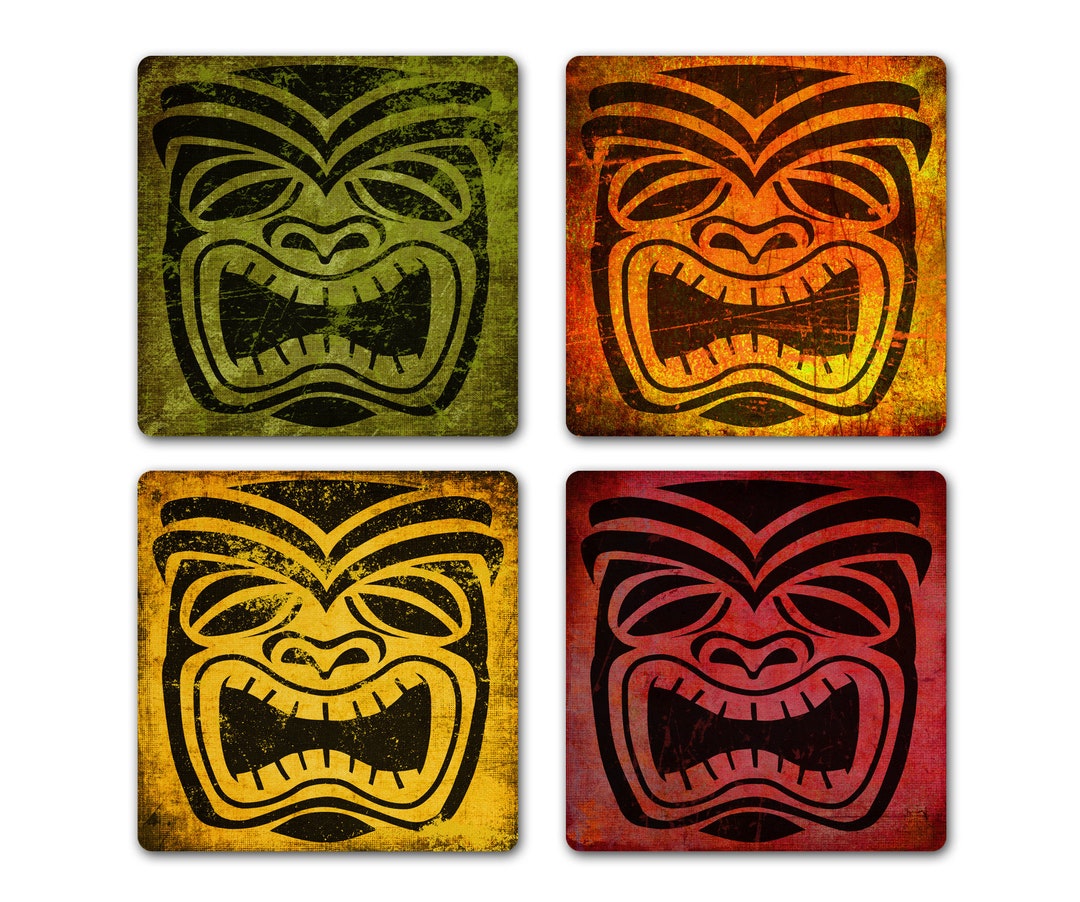 Retro Tiki Design 4pc Kitsch Coaster Set Housewarming Gift - Etsy